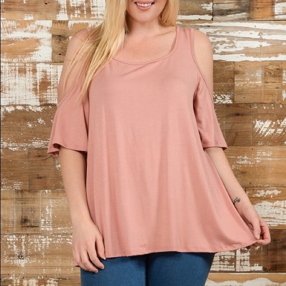 Bellino Clothing | Tops | Plus Size Mauve Coldshoulder Tunic | Poshmark